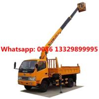 China dongfeng truck crane mounted 3T straight-arm crane With hanging basket, telescopic crane boom mounted on dump truck for sale