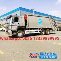 China Customized SINO TRUK HOWO 6*4 LHD 371hp 23cbm garbage compactor truck for South America, rear refuse garbage truck for sale