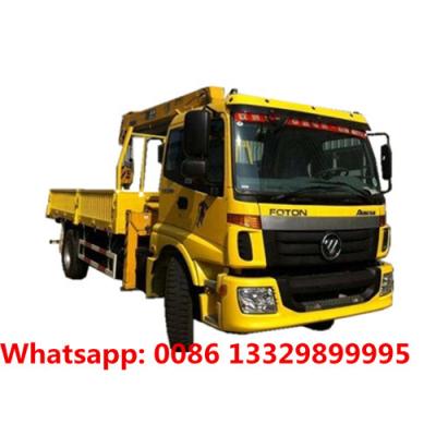 China Customized FOTON AUMARK 4*2 8T mobile crane mounted on cargo truck for sale, Lower price flatbed cargo truck with crane for sale