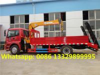China Customized FOTON AUMARK 4*2 8T mobile crane mounted on cargo truck for sale, Lower price flatbed cargo truck with crane for sale