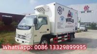 China customized foton Brand 4*2 Diesel refrigerated van vehicle for sale, frozen van box car truck, ice-cream transported car for sale