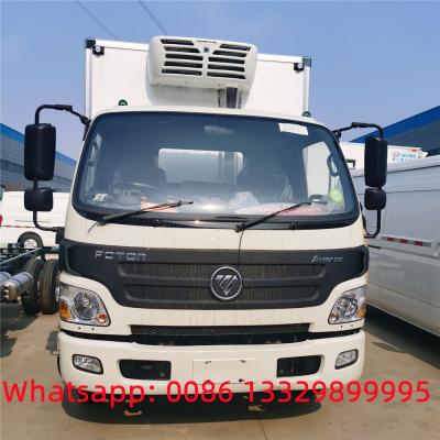 China Customized FOTON AUMARK 4*2 RHD 141hp diesel refrigerated truck for Central America, 3T cold room van box for sale for sale