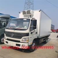 China Customized FOTON AUMARK 4*2 RHD 141hp diesel refrigerated truck for Central America, 3T cold room van box for sale for sale