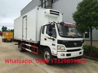 China Customized FOTON AUMARK 4*2 RHD 141hp diesel refrigerated truck for Central America, 3T cold room van box for sale for sale