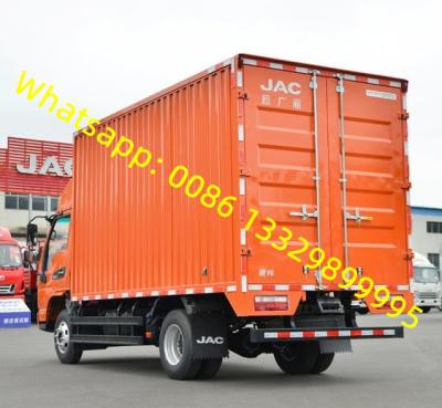 China lowest price JAC brand light duty diesel engine 4T cargo van truck for sale, van box car, goods transported van vehicle for sale