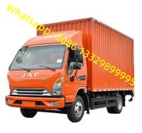 China lowest price JAC brand light duty diesel engine 4T cargo van truck for sale, van box car, goods transported van vehicle for sale