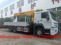 China HOT SALE!SINO TRUK HOWO 6*4 LHD 12T  telescopic cargo truck with crane, lower price big horsepower truck mounted crane for sale