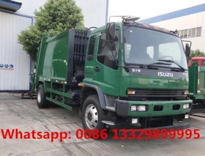 China Good price ISUZU brand FVR 240HP 14cbm refuse compactor garbage truck for sale, 10T rear loader garbage truck for sale for sale