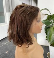 China Chestnut Transparent Full Lace Wig Short Wavy Human Hair 10A 180% Density for sale