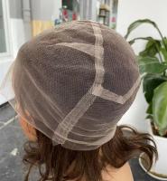 China Chestnut Transparent Full Lace Wig Short Wavy Human Hair 10A 180% Density for sale
