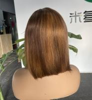 China ODM 13x4 Transparent Lace Frontal Human Hair Bob Wig 10A Brazilian Highlight Color 8-16 inch for sale