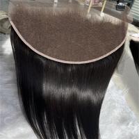 China 13x6 HD Straight Lace Frontal Closure Bleached Knots Virgin Indian Human Hair 12A Grade 60-90g for sale