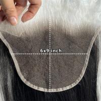 China 12A Pre Plucked Human Hair Frontal Closure Swiss Lace 6x9 Transparent HD Lace 60g for sale