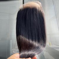 China 12A Pre Plucked Human Hair Frontal Closure Swiss Lace 6x9 Transparent HD Lace 60g for sale