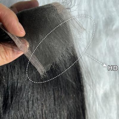 China 12A Virgin Indian Human Hair 2x6 HD Lace Closure Straight 20g-35g 12-20 Inches for sale