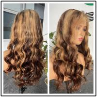 China Highlight Wavy 5x5 HD Lace Closure Glueless Wig Human Hair 300% Density 12A Grade for sale