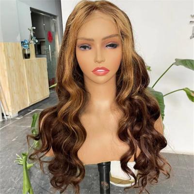 China 5x5 HD Lace Closure Wig Body Wave Honey Brown 12A Grade 300g 20inch for sale