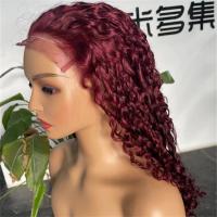 China Burgundy Pixie Curl 5x5 HD Lace Closure Wig 12A Virgin Human Hair 300g for sale