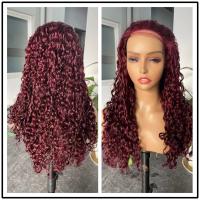 China Burgundy Pixie Curl 5x5 HD Lace Closure Wig 12A Virgin Human Hair 300g for sale