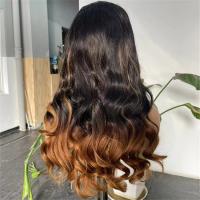 China Ombre Honey Brown Body Wave 13x4 HD Lace Wig Human Hair 300 Density Precut Swiss Lace for sale