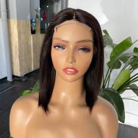 China Natural Color 4x1 Middle Part Bob Wig Kinky Straight 9A Indian Human Hair 150g-250g for sale