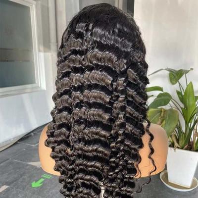 China 9A Indian Human Hair Deep Wave HD Lace Wig 13x6 210 Density 10-32 Inch for sale