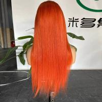 China Ginger Straight 13x4 Frontal Lace Wig Transparent 12A 300gram Customized for sale