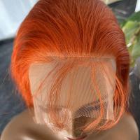 China Ginger Straight 13x4 Frontal Lace Wig Transparent 12A 300gram Customized for sale
