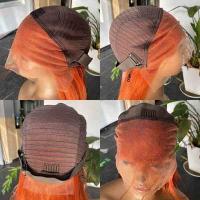 China Ginger Straight 13x4 Frontal Lace Wig Transparent 12A 300gram Customized for sale