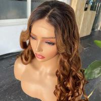 China Brown Body Wave 4x4 Transparent Lace Closure Wig 200g Brazilian Human Hair for sale