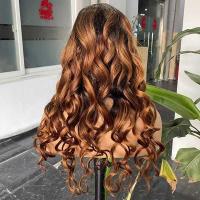 China Brown Body Wave 4x4 Transparent Lace Closure Wig 200g Brazilian Human Hair for sale