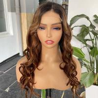 China Brown Body Wave 4x4 Transparent Lace Closure Wig 200g Brazilian Human Hair for sale