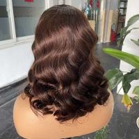 China 10A Brazilian Human Hair Lace Wig Wet Wavy Short Bob Closure Wig 150 Density 10-16 Inch for sale