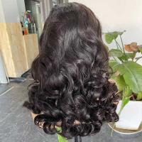 China Natural Full Lace Human Hair Wig Big Curls Deep Wave 10A 13x4 Frontal 200g 210 Density for sale