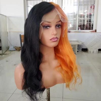 China Black Ginger Body Wave 13x4 Lace Front Human Hair Wig 10A Brazilian 200g 150 Density for sale