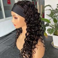 China Headband Glueless Kinky Curly Water Wave Human Hair Wig 22inch 180% Density for sale