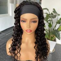 China Headband Glueless Kinky Curly Water Wave Human Hair Wig 22inch 180% Density for sale