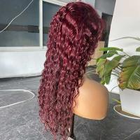 China Burgundy Water Wave 13x4 HD Lace Frontal Wig Human Hair 200g 210 Density for sale