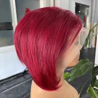 China 13x4 Frontal Full Lace Wig Pixie Cut Bob Human Hair 99J Wavy 12 Inches 150g for sale