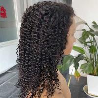 China 13x4 Transparent Lace Front Wig Kinky Curly Human Hair 200g 180% Density Natural Color for sale