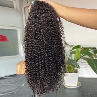 China 13x4 Transparent Lace Front Wig Kinky Curly Human Hair 200g 180% Density Natural Color for sale