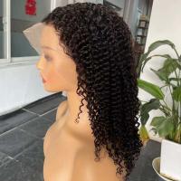 China 13x4 Transparent Lace Front Wig Kinky Curly Human Hair 200g 180% Density Natural Color for sale