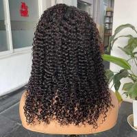 China 13x4 Transparent Lace Front Wig Kinky Curly Human Hair 200g 180% Density Natural Color for sale