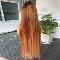China P430 Straight Glueless Highlight Wig Human Hair 13x4 HD Transparent Lace Frontal 150g 10inch for sale