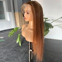 China P430 Straight Glueless Highlight Wig Human Hair 13x4 HD Transparent Lace Frontal 150g 10inch for sale