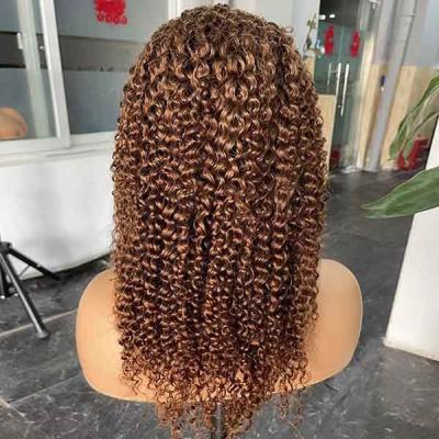China Brazilian Jerry Curly 360 Lace Frontal Wig Human Hair 28 Inch #30 Color for sale
