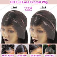 China 12A Super Double Drawn Cuticle Aligned 13x6 HD Lace Wig Human Hair Deep Wave 300g for sale