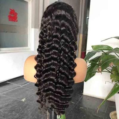 China Bulk 13x6 HD Lace Wig Double Drawn Loose Deep Wave Human Hair 300g 12A for sale