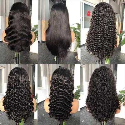 China Double Drawn HD Lace Wig 13x6 Swiss Lace Frontal Curly and Wavy 12A Virgin Hair 300g for sale