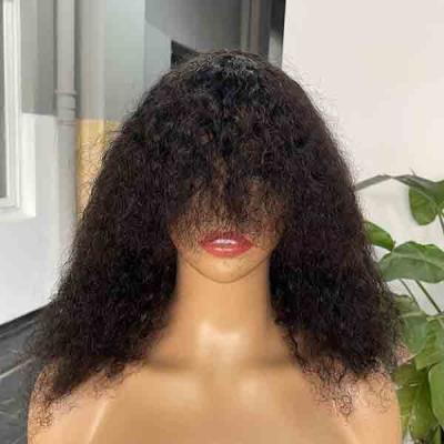 China 9A Grade Indian Human Hair Bob Wig Kinky Straight 12 Inches 180g with Bangs for sale